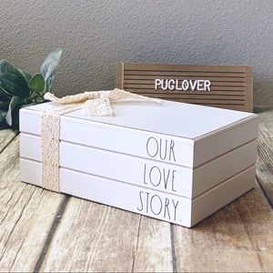 Rae Dunn | Accessories | Rae Dunn Wooden Book Stack Our Love Story ...